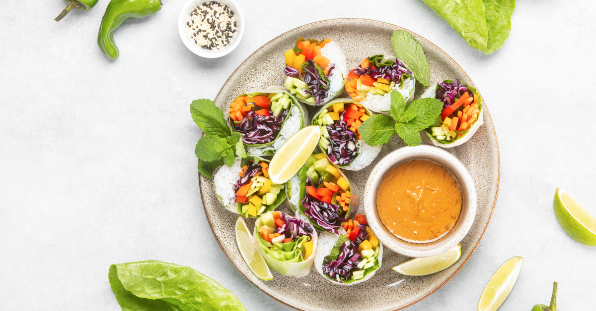 Detox Rainbow Roll-Ups with Peanut Sauce Recipe - Online Cooking Courses